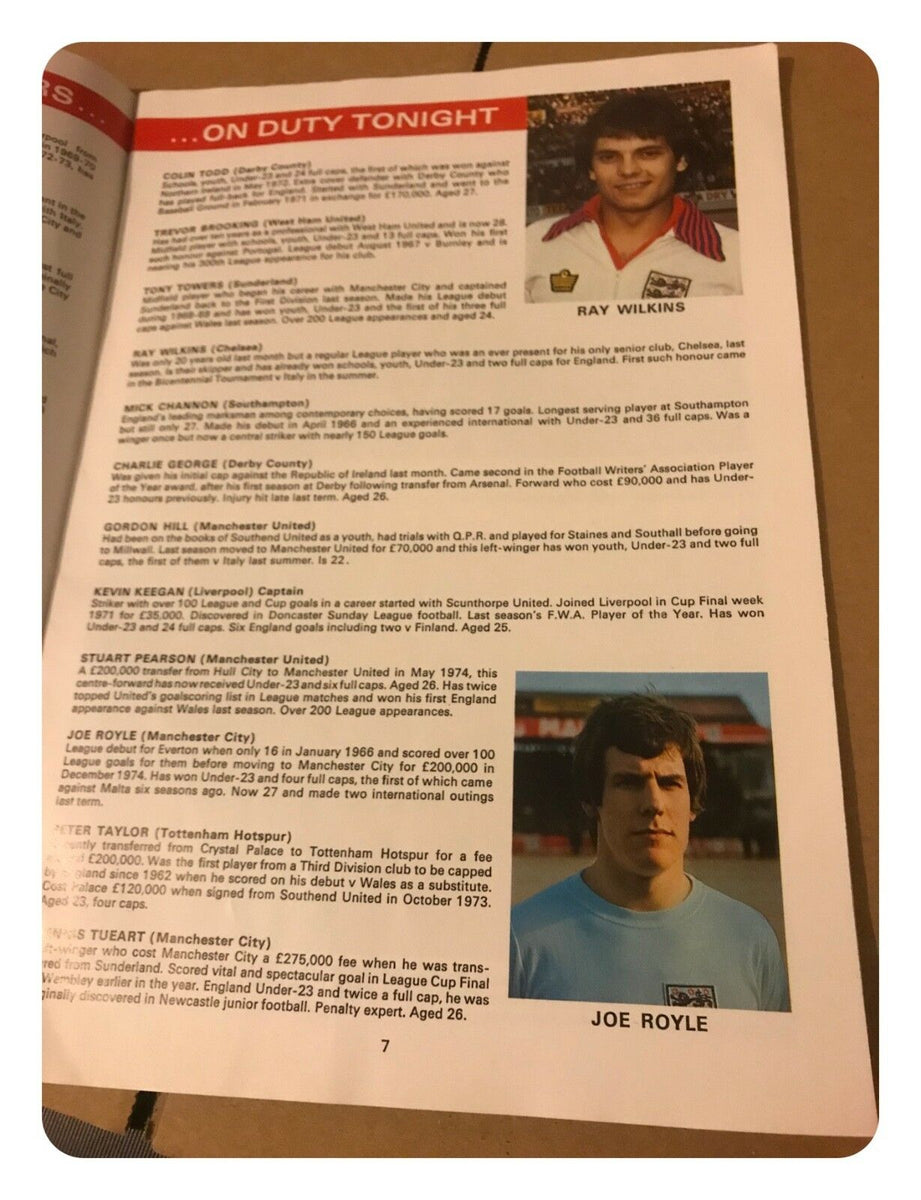 England VS Finland Oct 1976 World Cup (FIFA) Official Souvenir Program ...